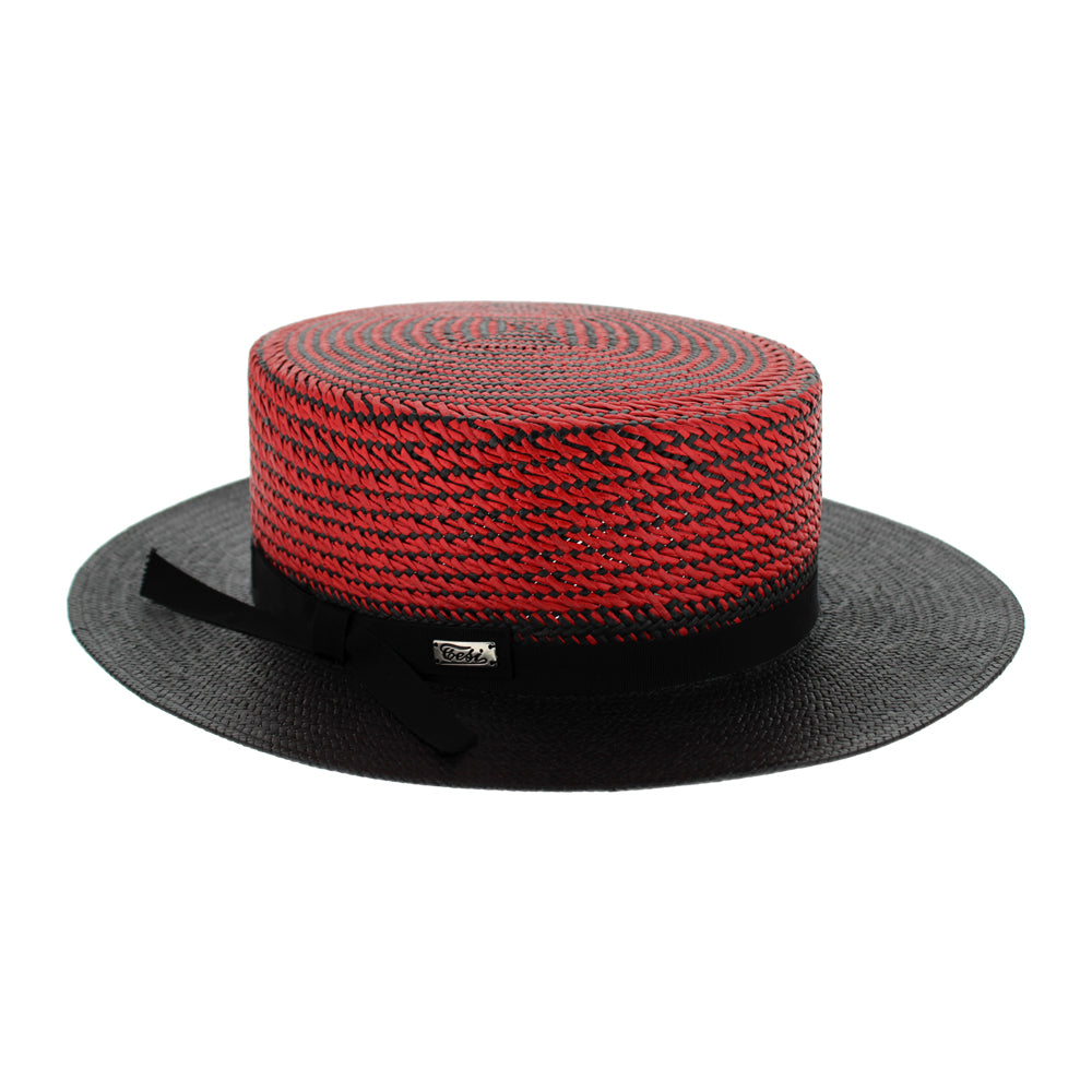 Belfry Ferrari Modern Red Straw Boater for Garden Parties Casual Warm ...