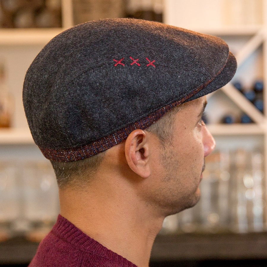 Hats in the Belfry Vico - Italian Wool Flat Cap with Contrast Stitch